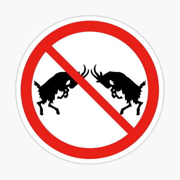 "Prohibited Sign - Not allowed - No fighting goat" Sticker for Sale by ...