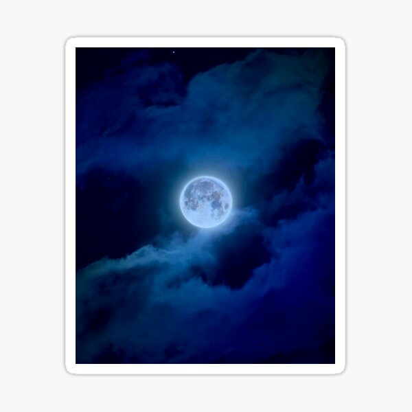 "The Beautiful Blue Moon" Sticker by TheStrangeWorld | Redbubble