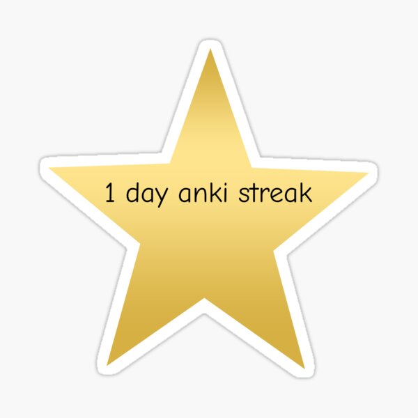 "1 day Anki streak funny gold star" Sticker for Sale by itsmoemoe ...