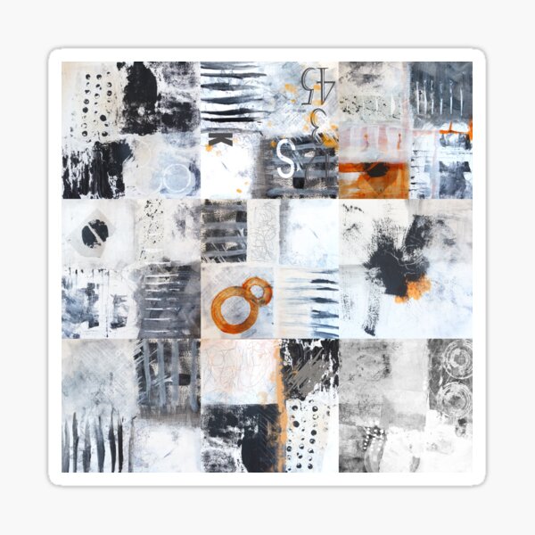 "Black and White Abstract Collage Painting" Sticker for Sale by ...