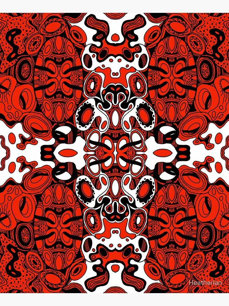 "Miniature Aussie Tangle 13 Pattern in Black White and Red" Sticker for ...