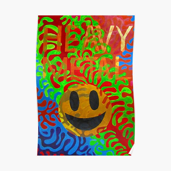 "COLOURFUL HEAVY METAL SMILEY FACE ART painting" Poster by A-Morrell ...