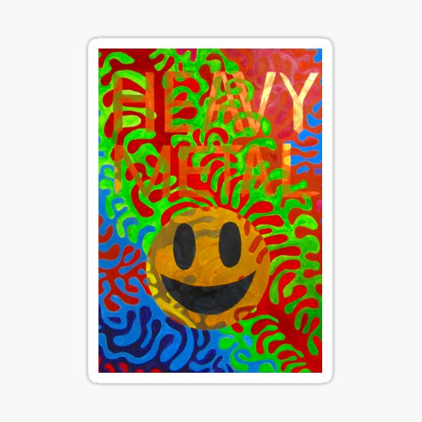 "COLOURFUL HEAVY METAL SMILEY FACE ART painting" Sticker for Sale by A ...