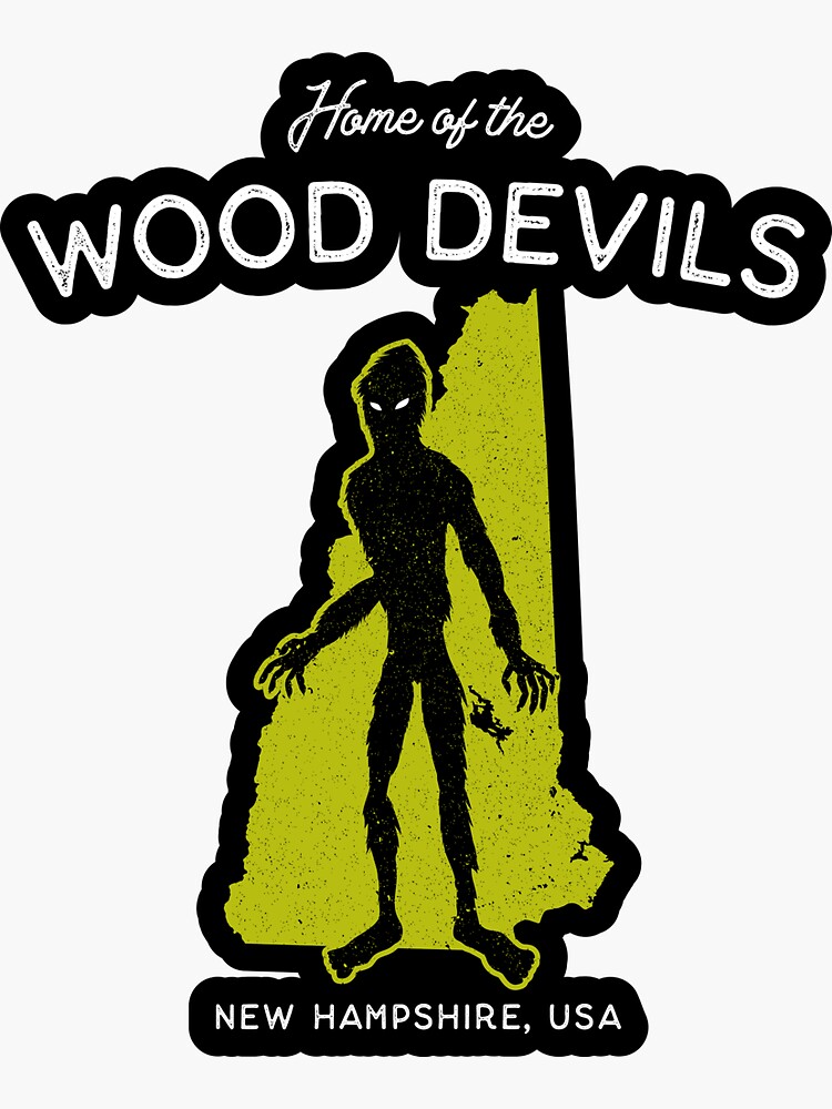 "Home of the Wood Devils - New Hampshire, USA Cryptid" Sticker for Sale ...