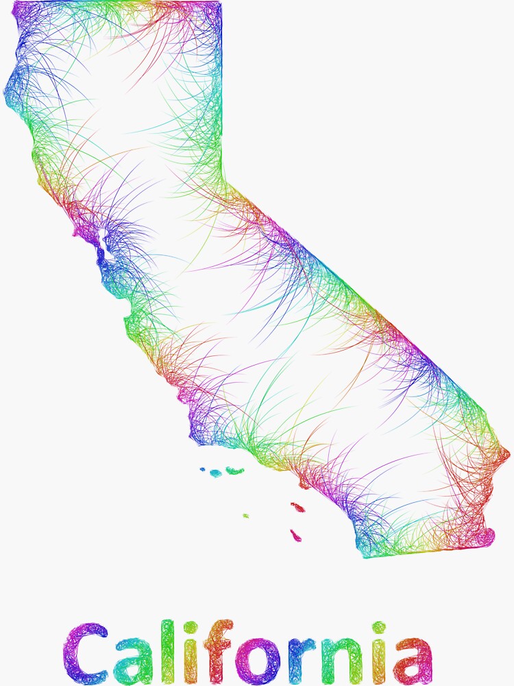 "Rainbow California map" Sticker for Sale by davidzydd | Redbubble