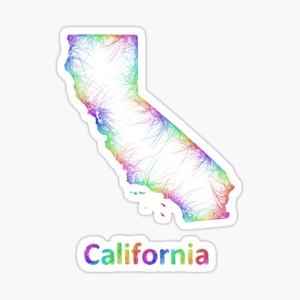 "Rainbow California map" Sticker for Sale by davidzydd | Redbubble