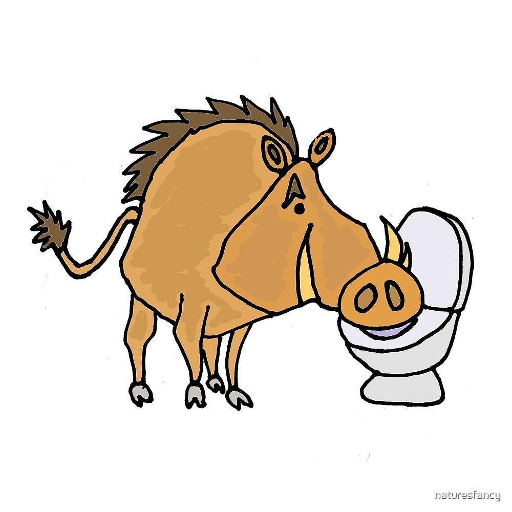 "Funny Cool Warthog Drinking from Toilet Bowl" by naturesfancy | Redbubble