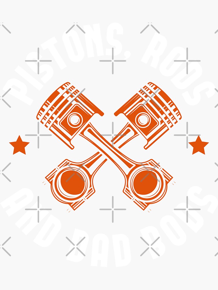 "Pistons Rods & Dad Bods Custom Garage Hot Rod Car Enthusiast" Sticker ...