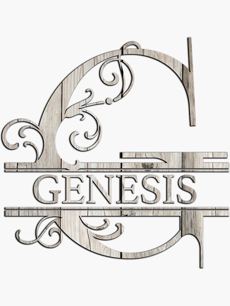 Pegatina «Nombre de Génesis - Monograma de estilo de madera Letra G El ...