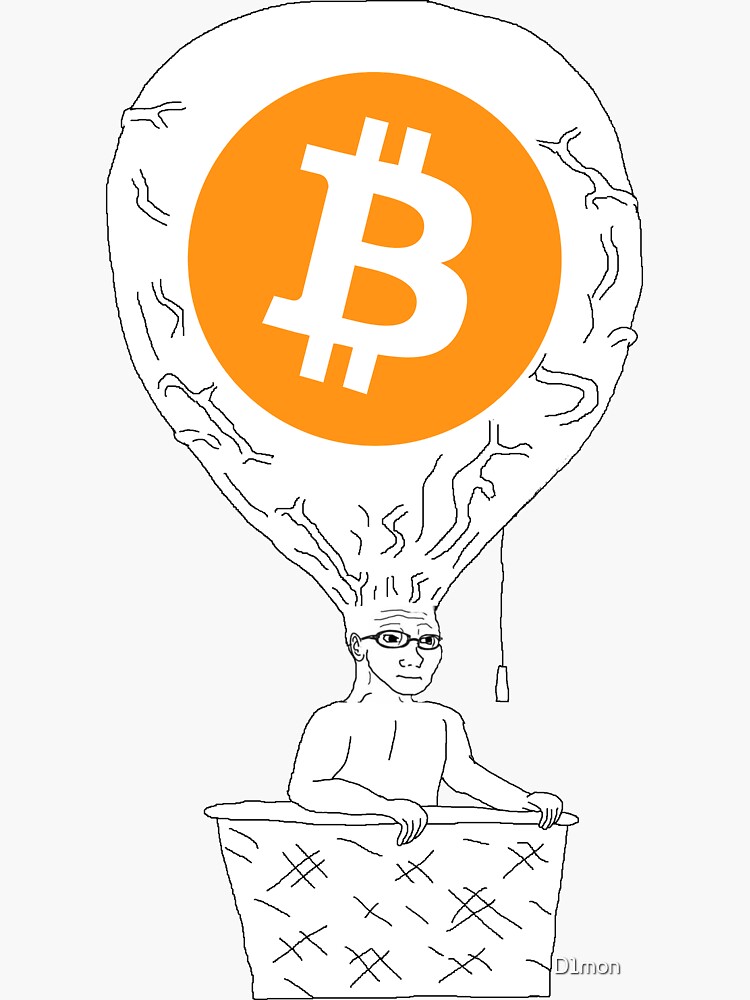 "Bitcoin Wojack With Hot Air Balloon Head" Sticker for Sale by D1mon ...