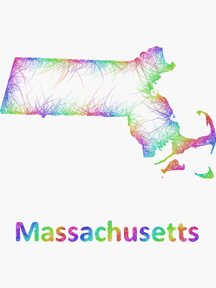 "Rainbow Massachusetts map" Sticker by davidzydd | Redbubble