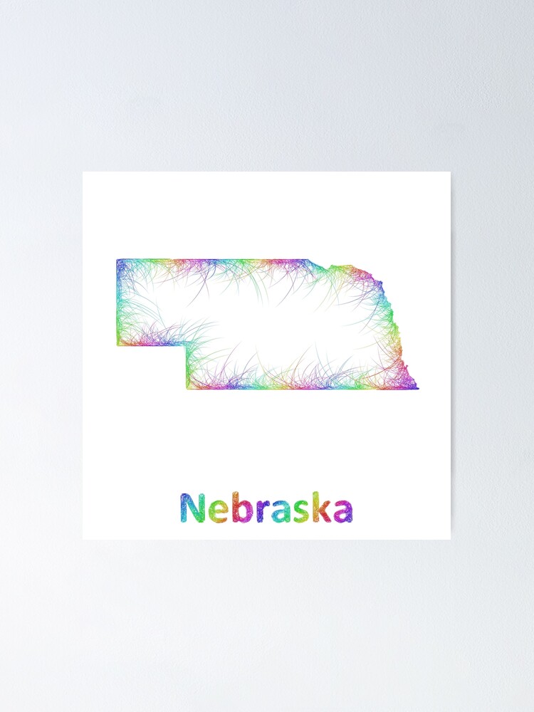 "Rainbow Nebraska map" Poster by davidzydd | Redbubble
