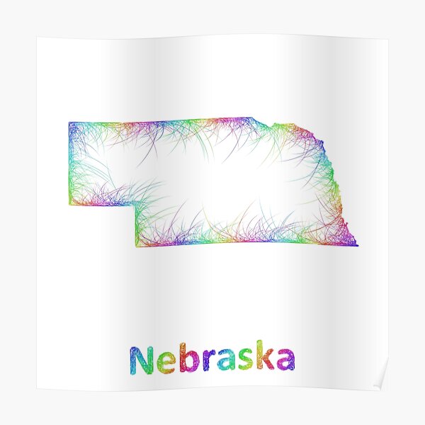 "Rainbow Nebraska map" Poster by davidzydd | Redbubble