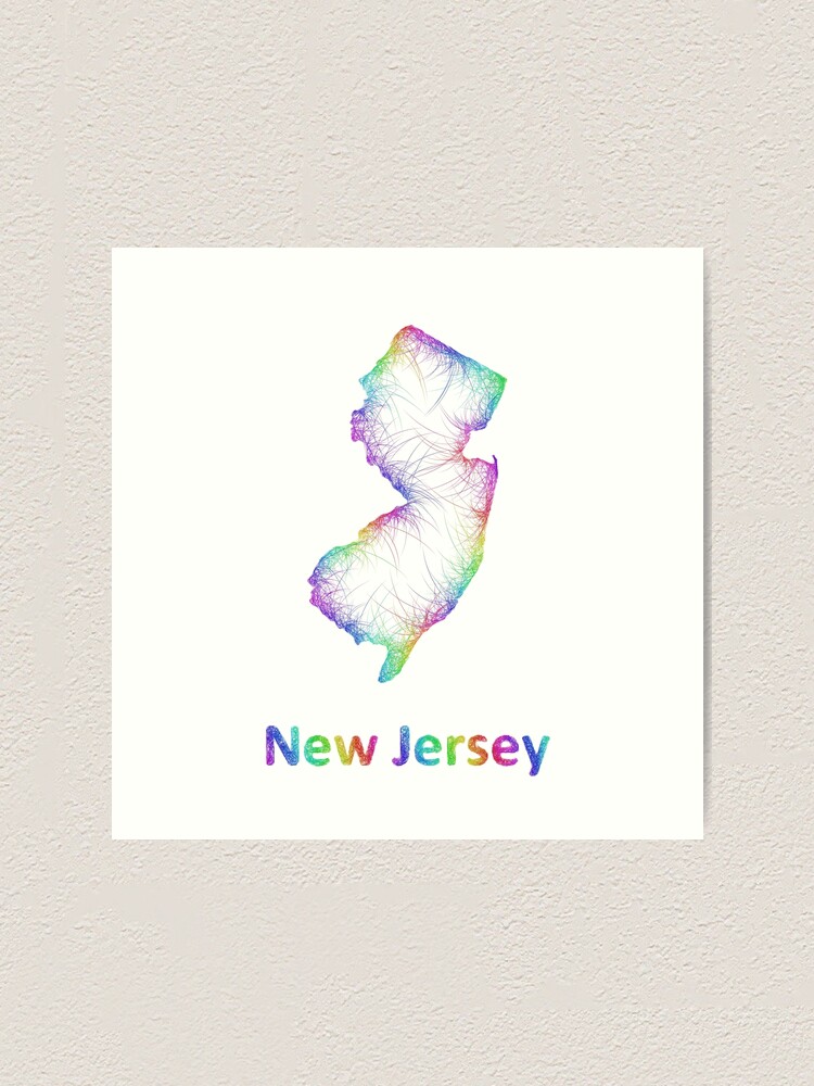 "Rainbow New Jersey map" Art Print by davidzydd | Redbubble