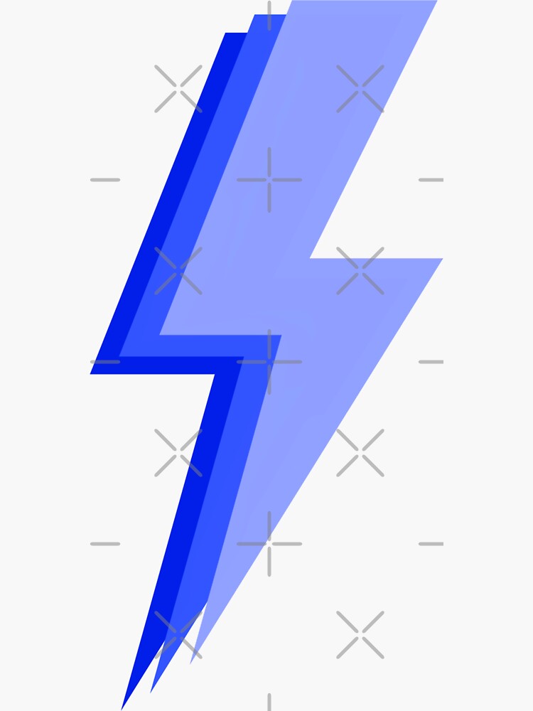 "Layered trendy bright blue and light blue lightning bolt" Sticker for ...