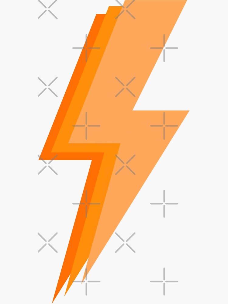 "Layered trendy bright orange and light orange lightning bolt" Sticker ...