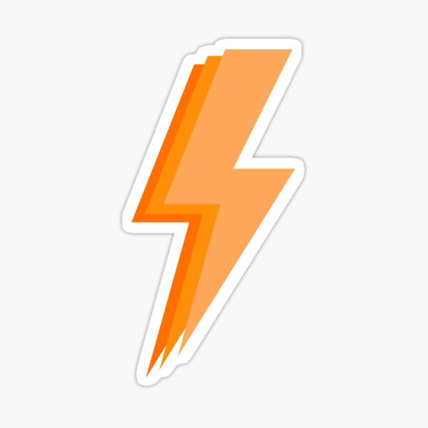 "Layered trendy bright orange and light orange lightning bolt" Sticker ...