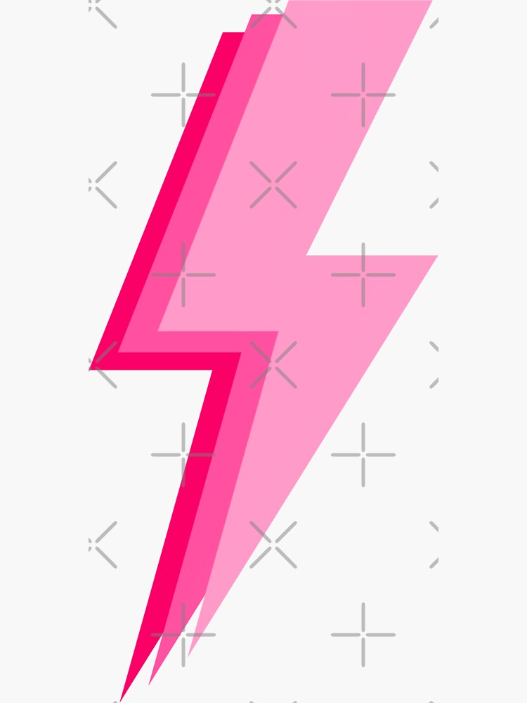 "Layered trendy bright pink and light pink lightning bolt" Sticker for ...