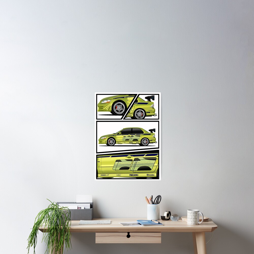 "2f2f evo mitsubhishi evolution 2fast 2furious green" Poster by ...