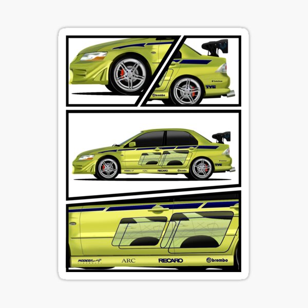 "2f2f evo mitsubhishi evolution 2fast 2furious green" Sticker for Sale ...