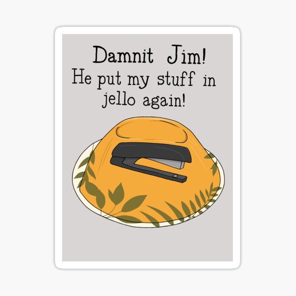 "Damnit Jim! The Office Cartoon Digital Art With Quote" Sticker for ...
