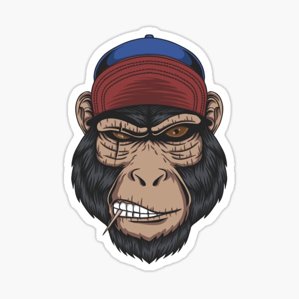 "Monkey head cap" Sticker for Sale by sevenforArt | Redbubble