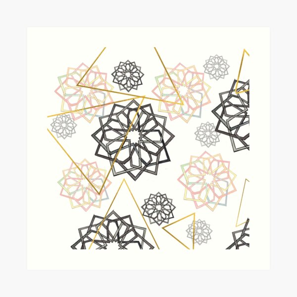 "Black and Gold Islamic Geometric Art Inspired Design" Art Print by Saf ...
