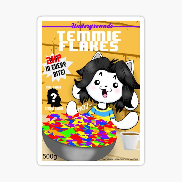 "temmie flakes" Sticker for Sale by Jamonred | Redbubble