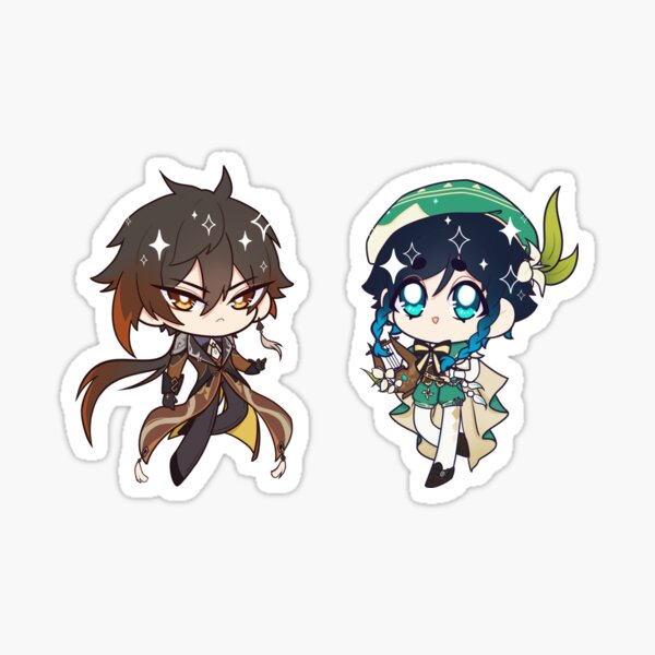 "Chibi Zhongli & Venti" Sticker for Sale by ExplicitCensors | Redbubble