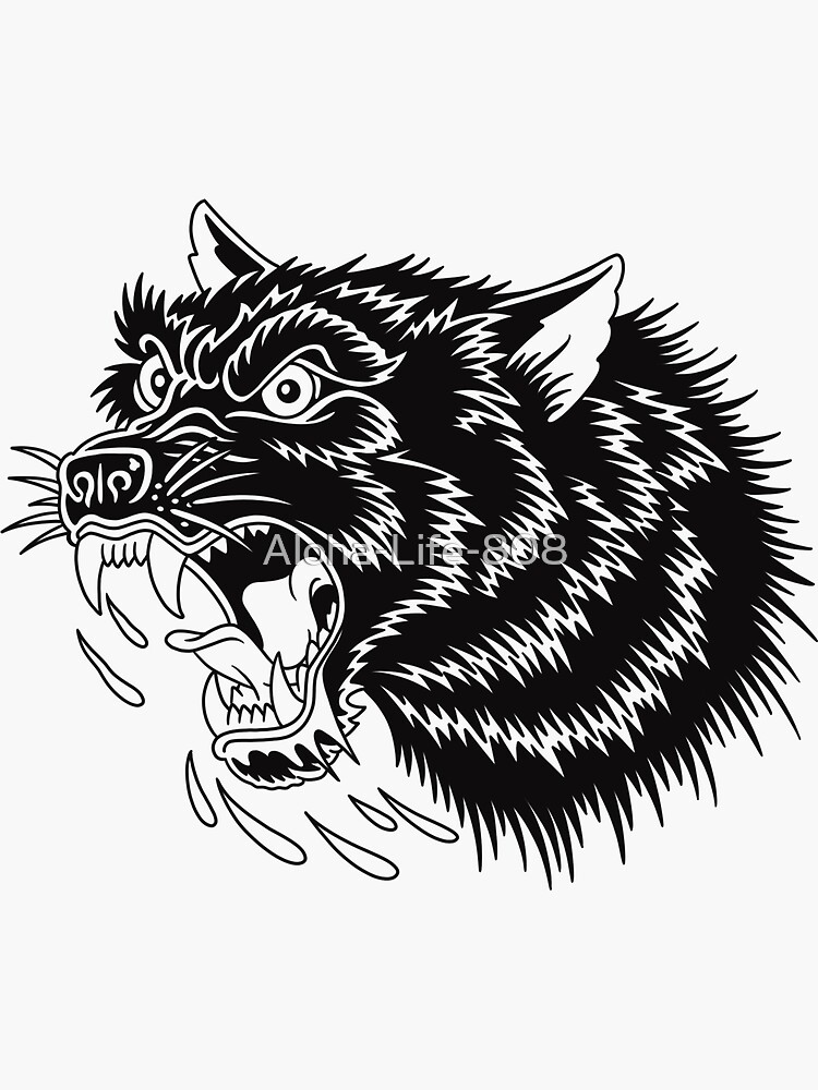 "Copy of Ravenous wolf head (Black) " Sticker for Sale by Aloha-Life ...