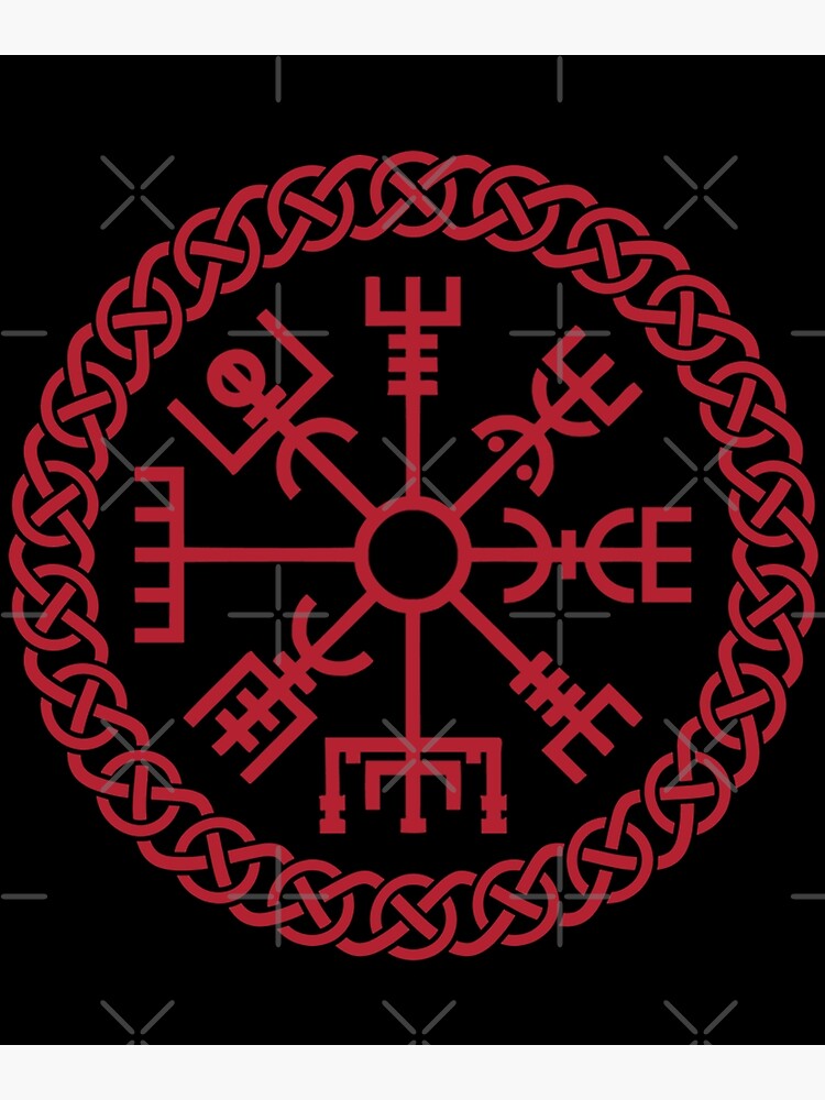 Vegvisir Red Norse Pagan Viking Compass Knotwork Poster By Bluepagan Redbubble