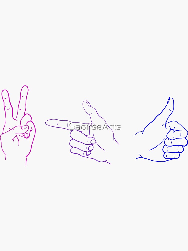 "Bisexual Hand Signs" Sticker by SaoirseArts | Redbubble