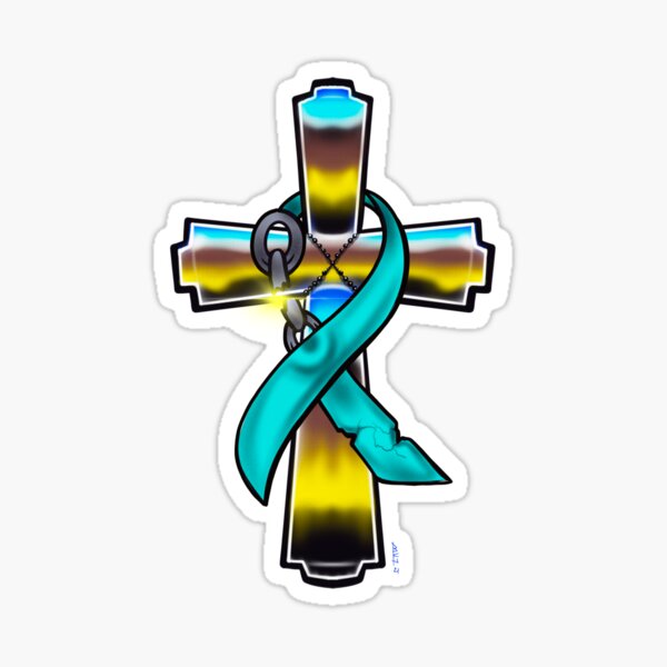 "Recovery ribbon and cross" Sticker for Sale by Chillateez | Redbubble