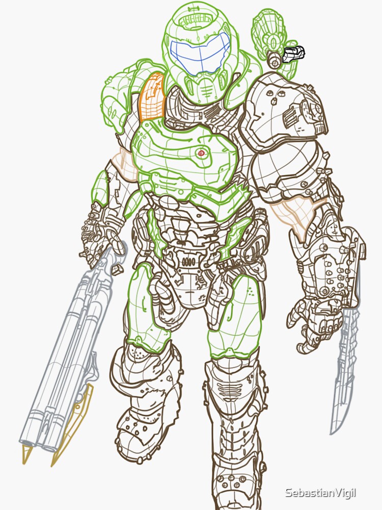 "Doom slayer" Sticker for Sale by SebastianVigil | Redbubble