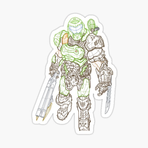 "Doom slayer" Sticker for Sale by SebastianVigil | Redbubble