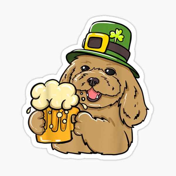 "St Patrick's Day Dog And Beer Luck Cloverleaf " Sticker for Sale by ...