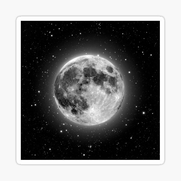 "Bright, beautiful full Moon and stars photo" Sticker for Sale by ...
