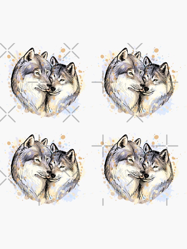 "Alpha Couple Wolves Pack" Sticker for Sale by Caroodoo | Redbubble