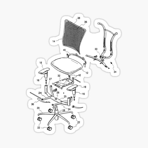 "Office Rolling Chair Exploded No 1 Black" Sticker for Sale by ...