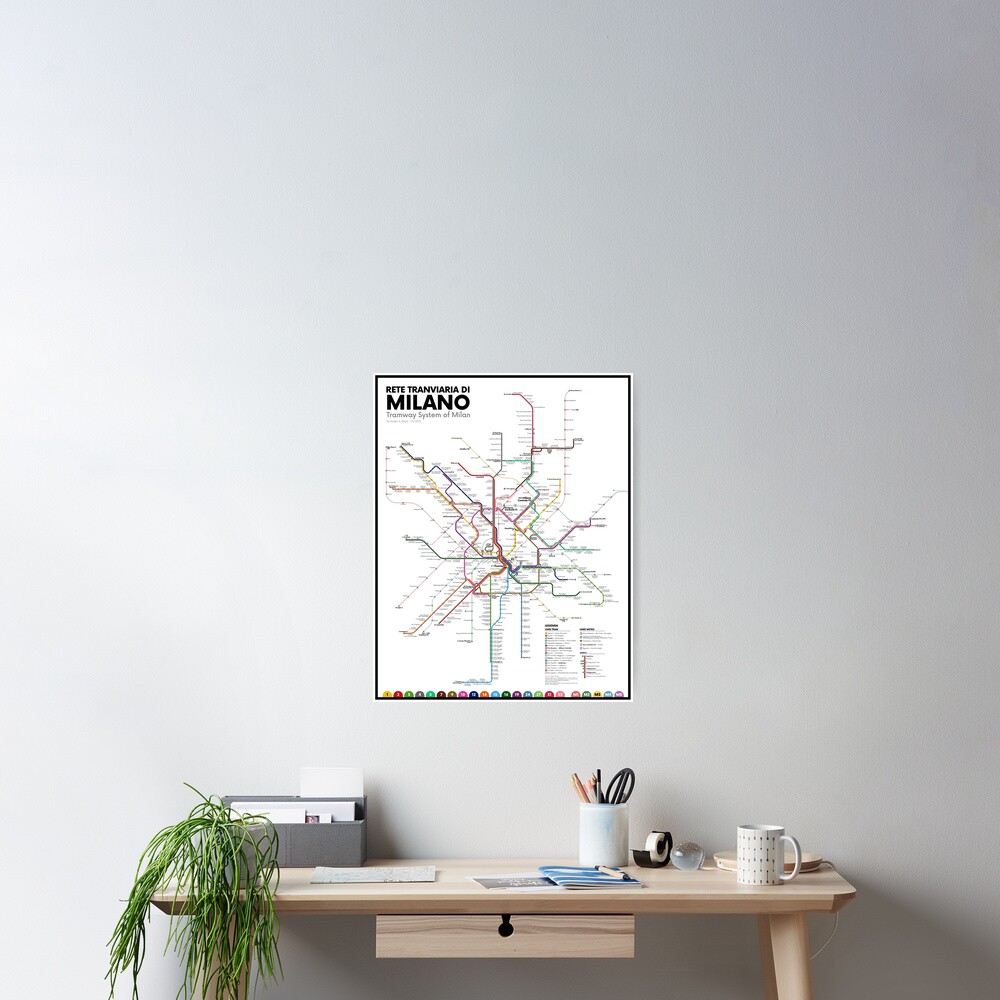 "Milan Tramway System Map + Metro" Poster for Sale by serransk | Redbubble