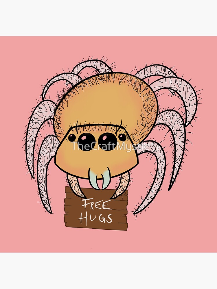 "Jumping Spider Cartoon Free Hugs" Sticker for Sale by TheCraftMystic ...