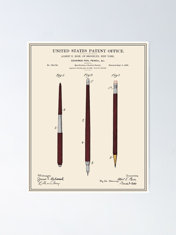 "Pencil Set Patent" Poster by FinlayMcNevin | Redbubble