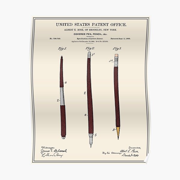 "Pencil Set Patent" Poster by FinlayMcNevin | Redbubble