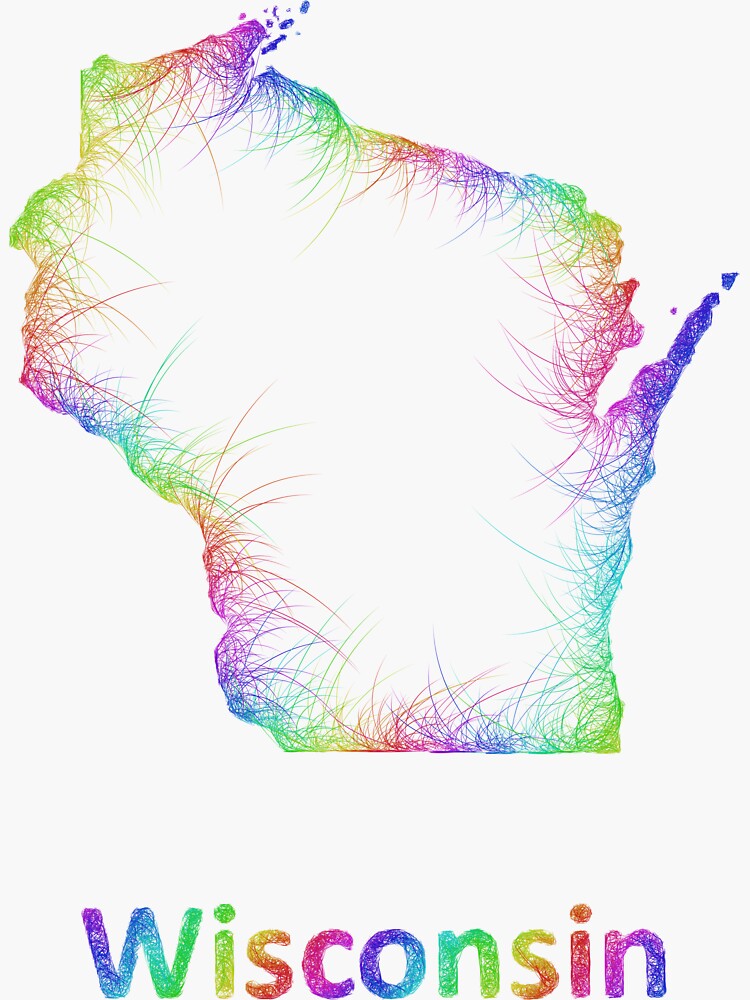 "Rainbow Wisconsin map" Sticker by davidzydd | Redbubble