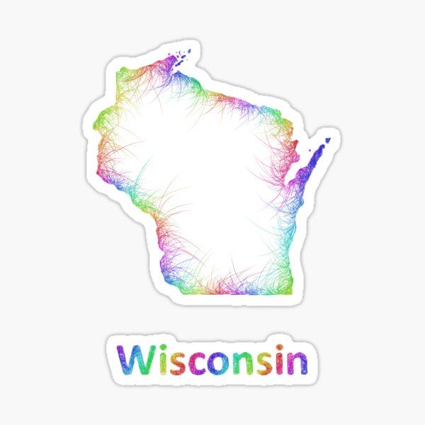 "Rainbow Wisconsin map" Sticker by davidzydd | Redbubble