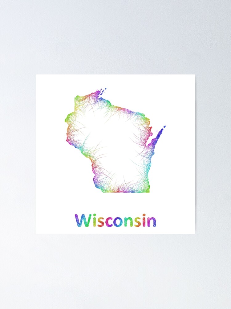 "Rainbow Wisconsin map" Poster by davidzydd | Redbubble
