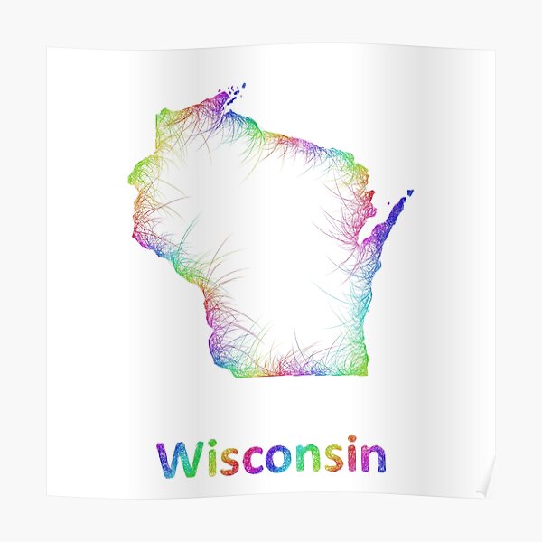 "Rainbow Wisconsin map" Poster by davidzydd | Redbubble