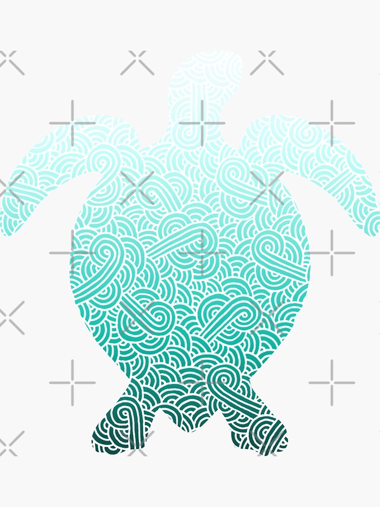 Ombré Turquoise Blue And White Swirls Doodles Sticker By Savousepate