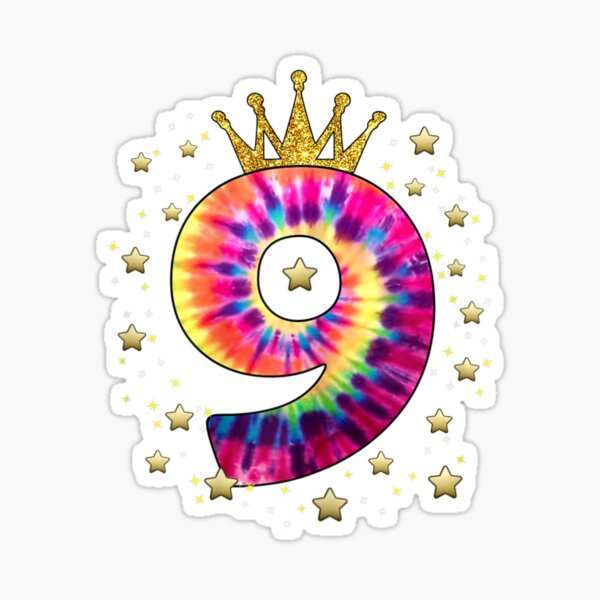 "Colorful Tie Dye 9 Year Old Girls 9th Birthday" Sticker for Sale by ...
