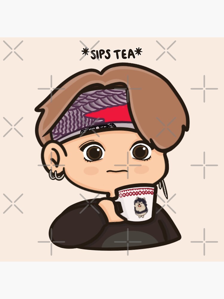 "BTS V *sips tea* Meme" Photographic Print by AigoBangtan | Redbubble